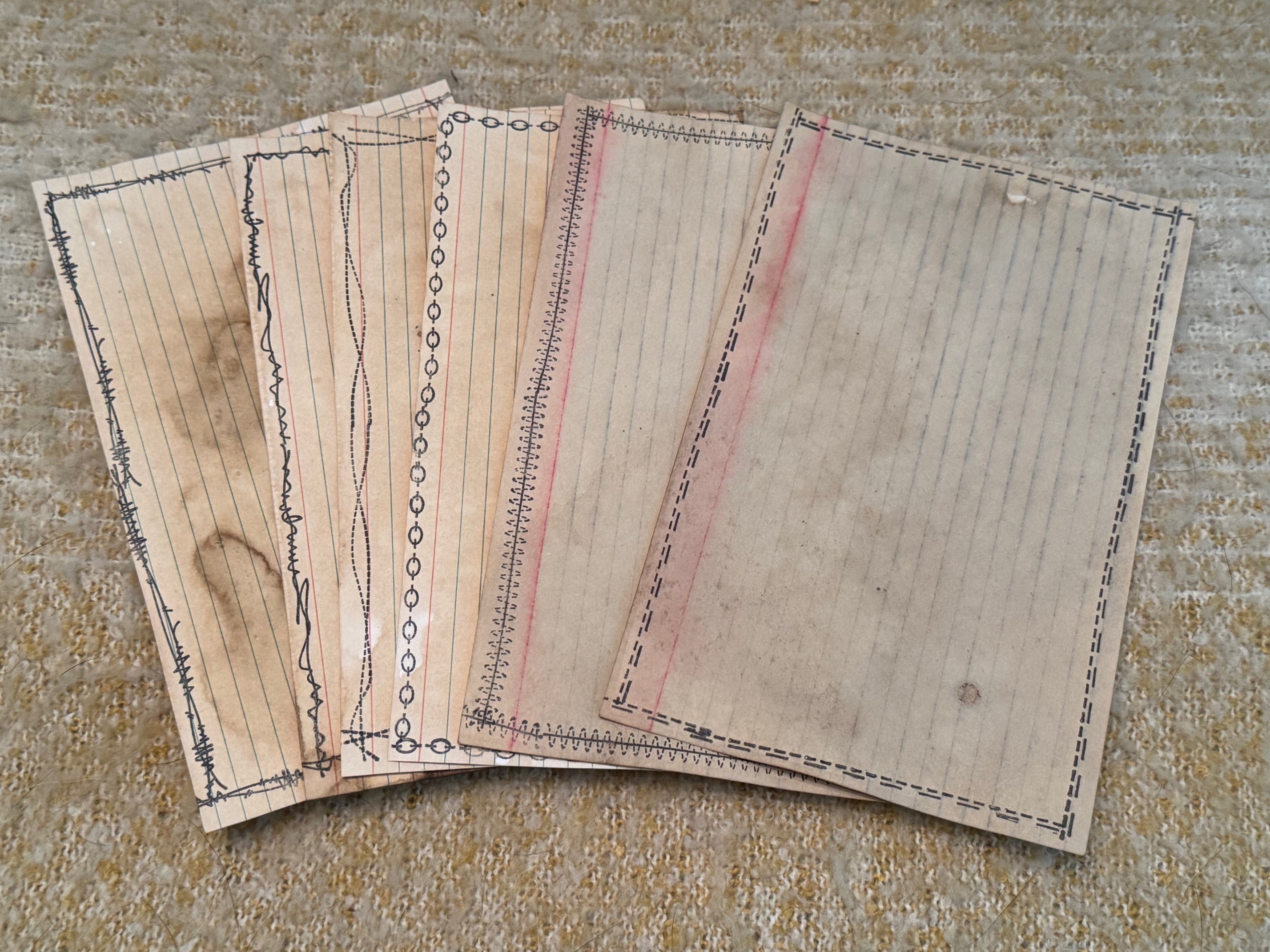 Coffee-Dyed Faux Stitching 8x5 Index Cards – Taterbuggin'